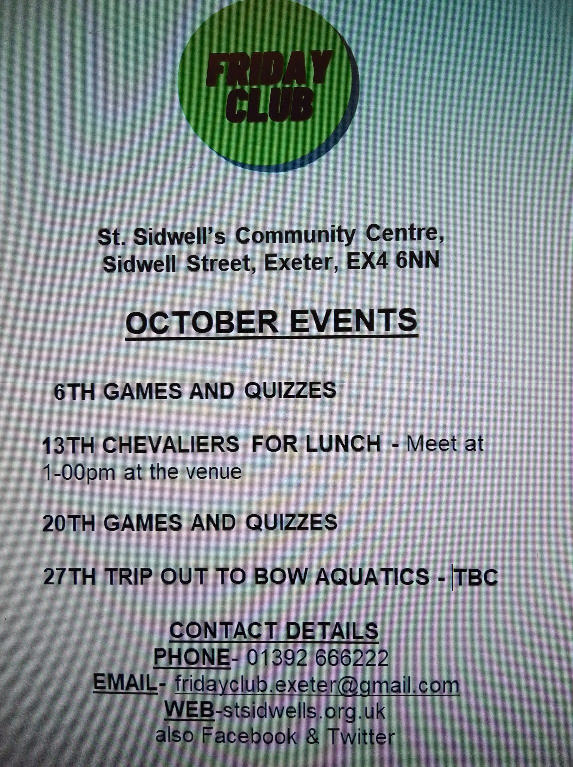 Friday Club - St Sidwell's Community Centre